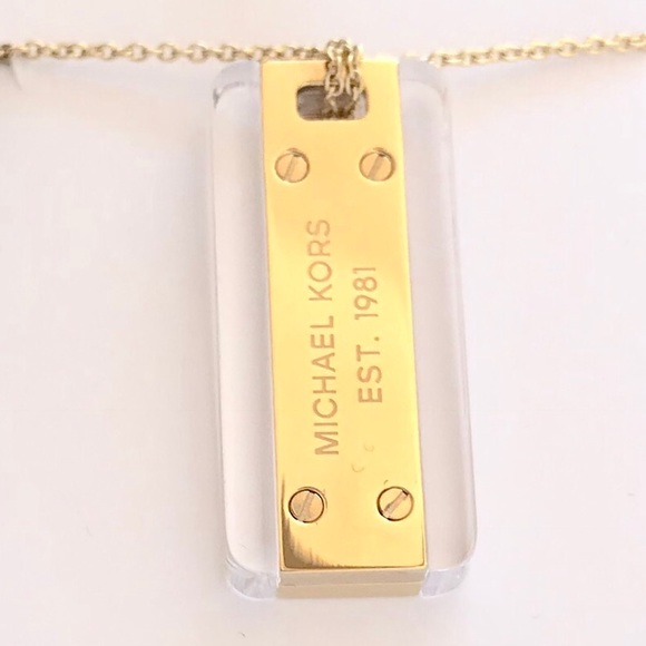 Michael Kors | Jewelry | New Authentic Mk Gold Tone Logo Plaque Pendant ...